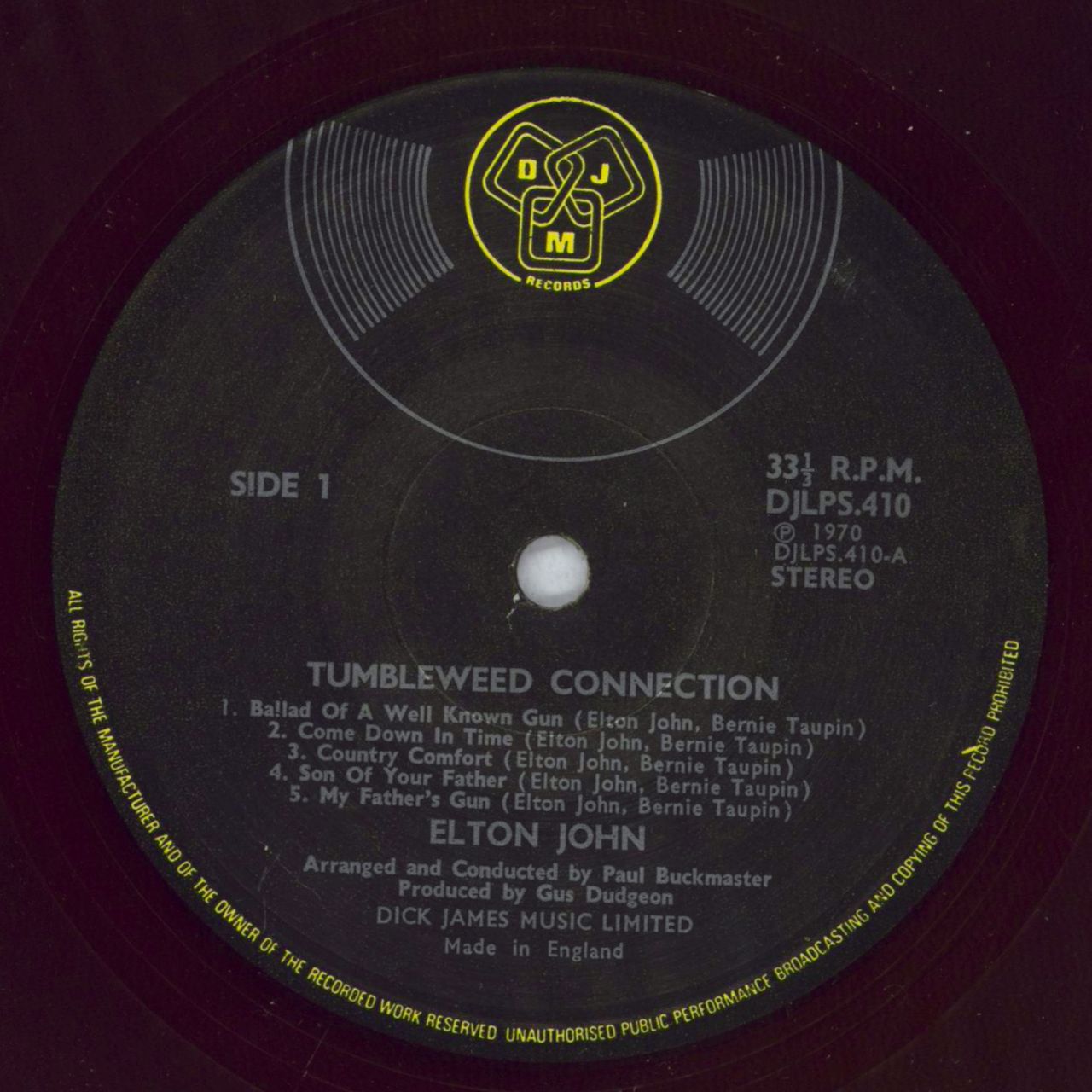 Elton John Tumbleweed Connection - Red - VG UK Vinyl LP — RareVinyl.com